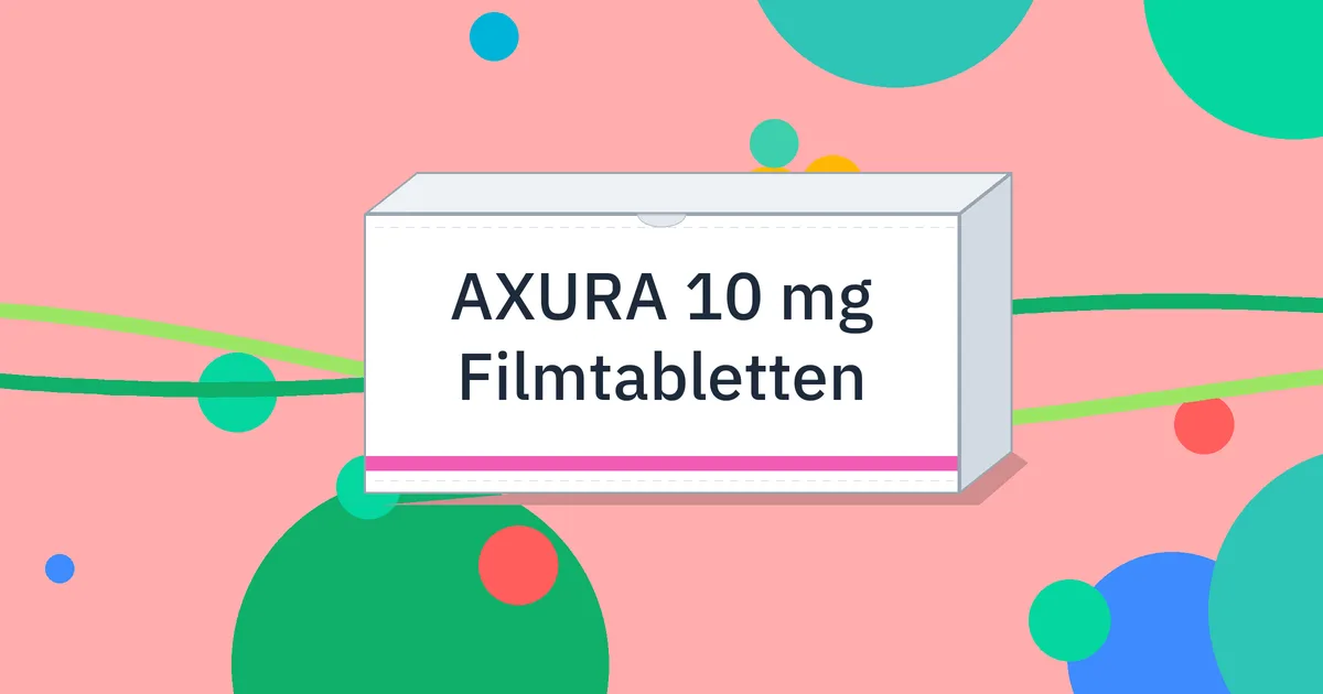 Symbolbild: Packung mit der Aufschrift AXURA 10 mg Filmtabletten (PZN 09234946) – Verfügbarkeit und Bezug in Apotheken in Frankfurt am Main