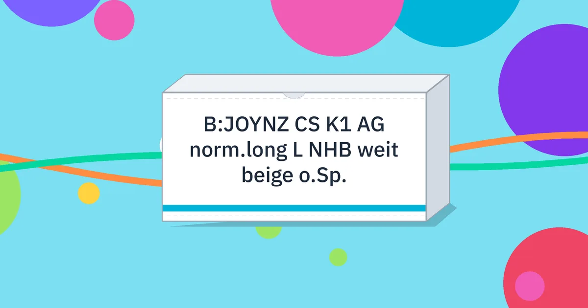 Symbolbild: Packung mit der Aufschrift B:JOYNZ CS K1 AG norm.long L NHB weit beige o.Sp. (PZN 20532590) – Verfügbarkeit und Bezug in Apotheken in Frankfurt am Main