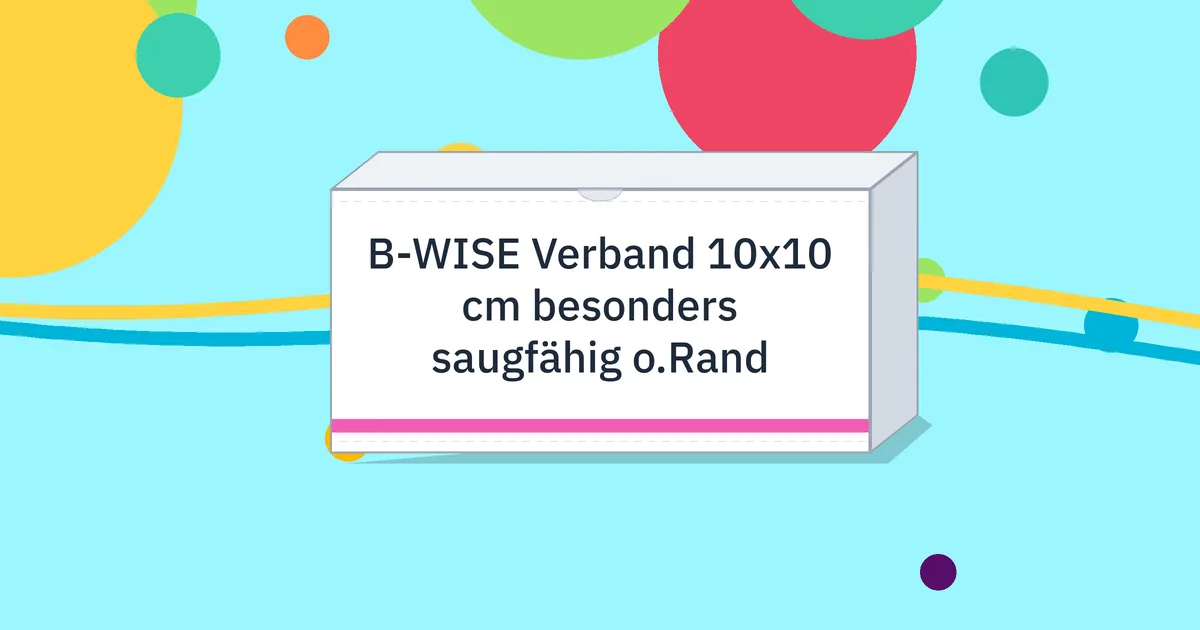 Symbolbild: Packung mit der Aufschrift B-WISE Verband 10x10 cm besonders saugfähig o.Rand (PZN 19730623) – Verfügbarkeit und Bezug in Apotheken in Frankfurt am Main