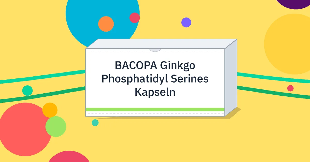 Symbolbild: Packung mit der Aufschrift BACOPA Ginkgo Phosphatidyl Serines Kapseln (PZN 19869479) – Verfügbarkeit und Bezug in Apotheken in Frankfurt am Main