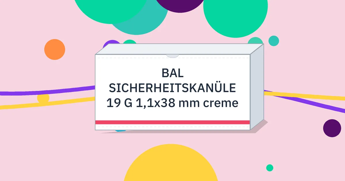 Symbolbild: Packung mit der Aufschrift BAL SICHERHEITSKANÜLE 19 G 1,1x38 mm creme (PZN 19124331) – Verfügbarkeit und Bezug in Apotheken in Frankfurt am Main