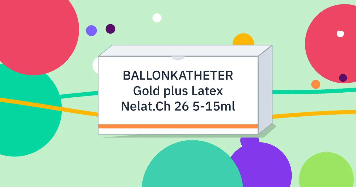 Symbolbild: Packung mit der Aufschrift BALLONKATHETER Gold plus Latex Nelat.Ch 26 5-15ml (PZN 04903615) – Verfügbarkeit und Bezug in Apotheken in Frankfurt am Main