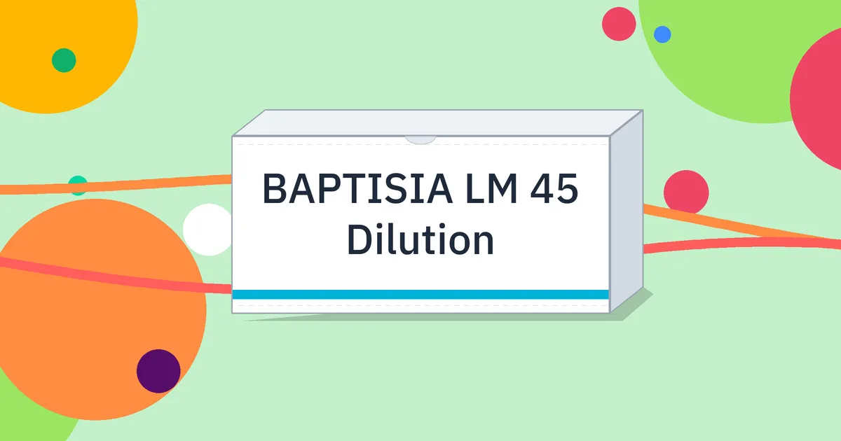 Symbolbild: Packung mit der Aufschrift BAPTISIA LM 45 Dilution (PZN 12788312) – Verfügbarkeit und Bezug in Apotheken in Frankfurt am Main