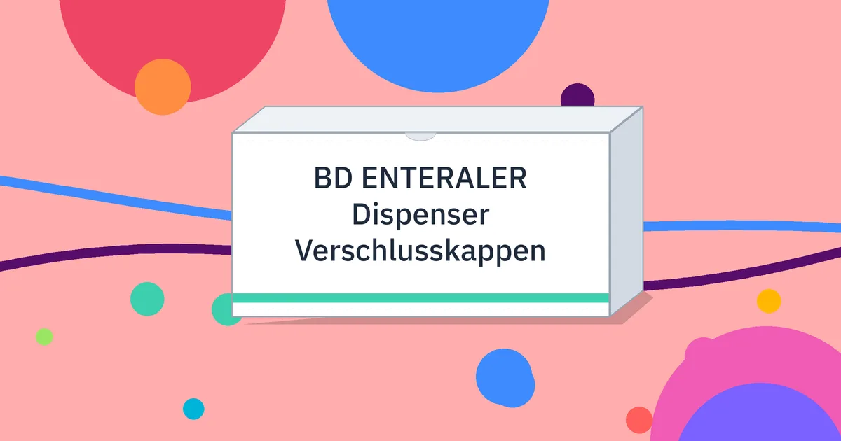 Symbolbild: Packung mit der Aufschrift BD ENTERALER Dispenser Verschlusskappen (PZN 08446758) – Verfügbarkeit und Bezug in Apotheken in Frankfurt am Main