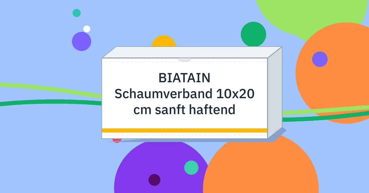 Symbolbild: Packung mit der Aufschrift BIATAIN Schaumverband 10x20 cm sanft haftend (PZN 20025143) – Verfügbarkeit und Bezug in Apotheken in Frankfurt am Main