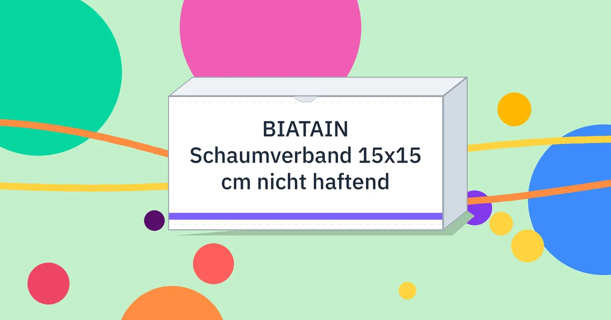 Symbolbild: Packung mit der Aufschrift BIATAIN Schaumverband 15x15 cm nicht haftend (PZN 15426199) – Verfügbarkeit und Bezug in Apotheken in Frankfurt am Main