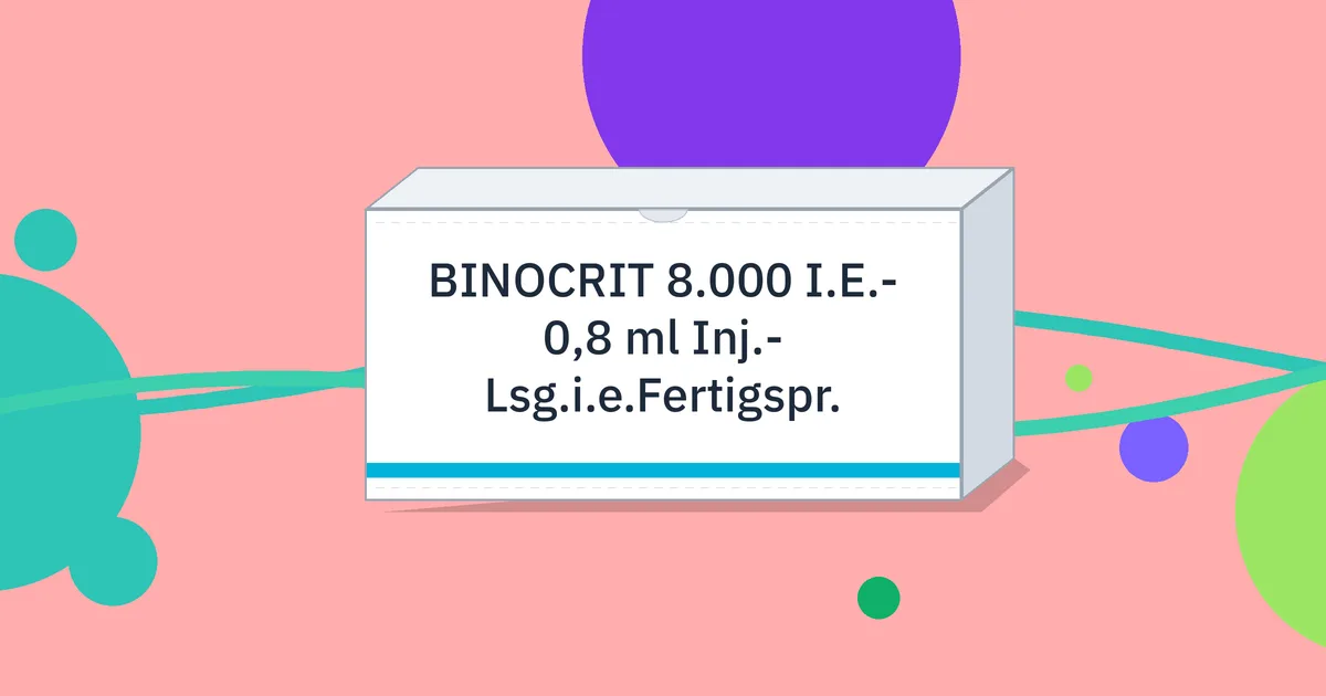 Symbolbild: Packung mit der Aufschrift BINOCRIT 8.000 I.E.-0,8 ml Inj.-Lsg.i.e.Fertigspr. (PZN 16941905) – Verfügbarkeit und Bezug in Apotheken in Frankfurt am Main