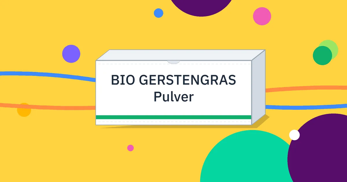Symbolbild: Packung mit der Aufschrift BIO GERSTENGRAS Pulver (PZN 09463078) – Verfügbarkeit und Bezug in Apotheken in Frankfurt am Main