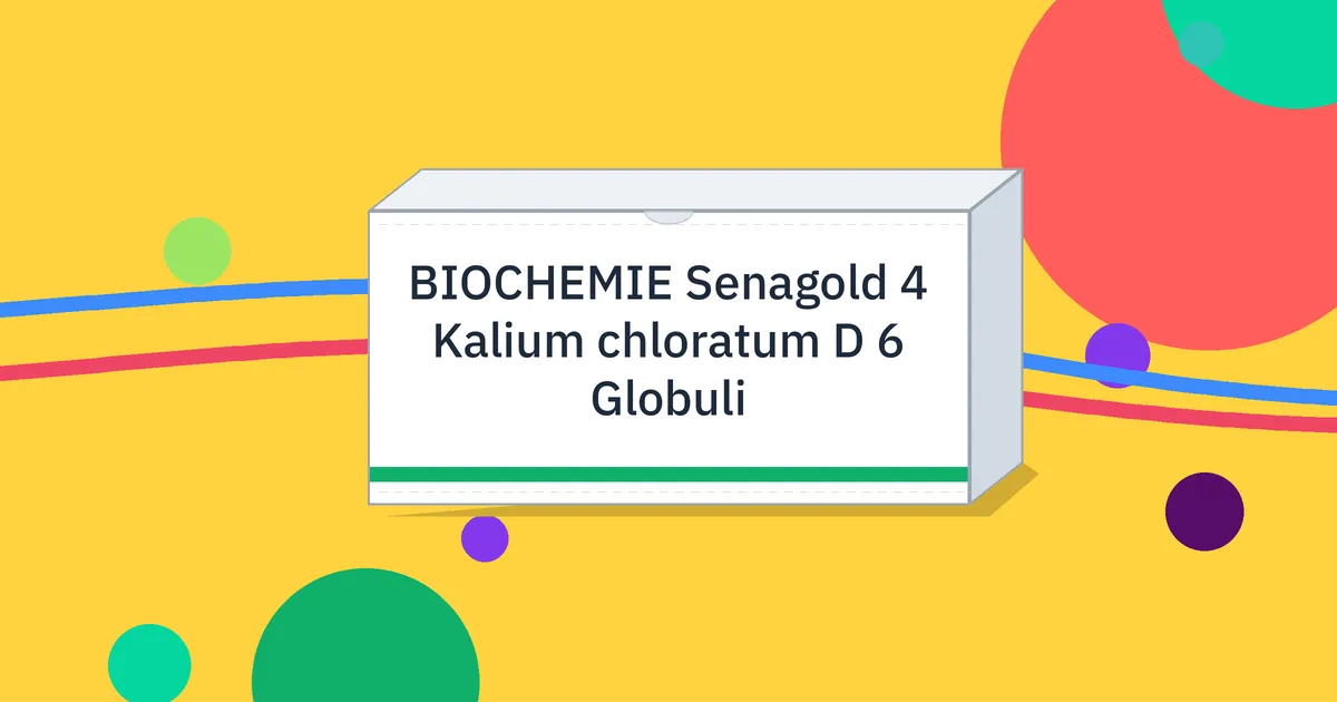 Symbolbild: Packung mit der Aufschrift BIOCHEMIE Senagold 4 Kalium chloratum D 6 Globuli (PZN 06827806) – Verfügbarkeit und Bezug in Apotheken in Frankfurt am Main