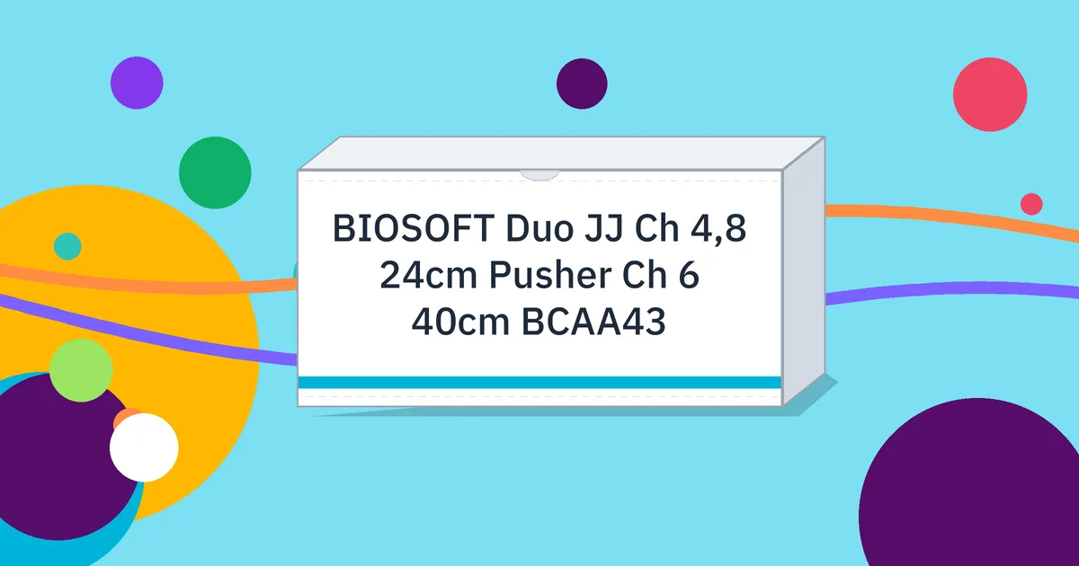 Symbolbild: Packung mit der Aufschrift BIOSOFT Duo JJ Ch 4,8 24cm Pusher Ch 6 40cm BCAA43 (PZN 17509481) – Verfügbarkeit und Bezug in Apotheken in Frankfurt am Main