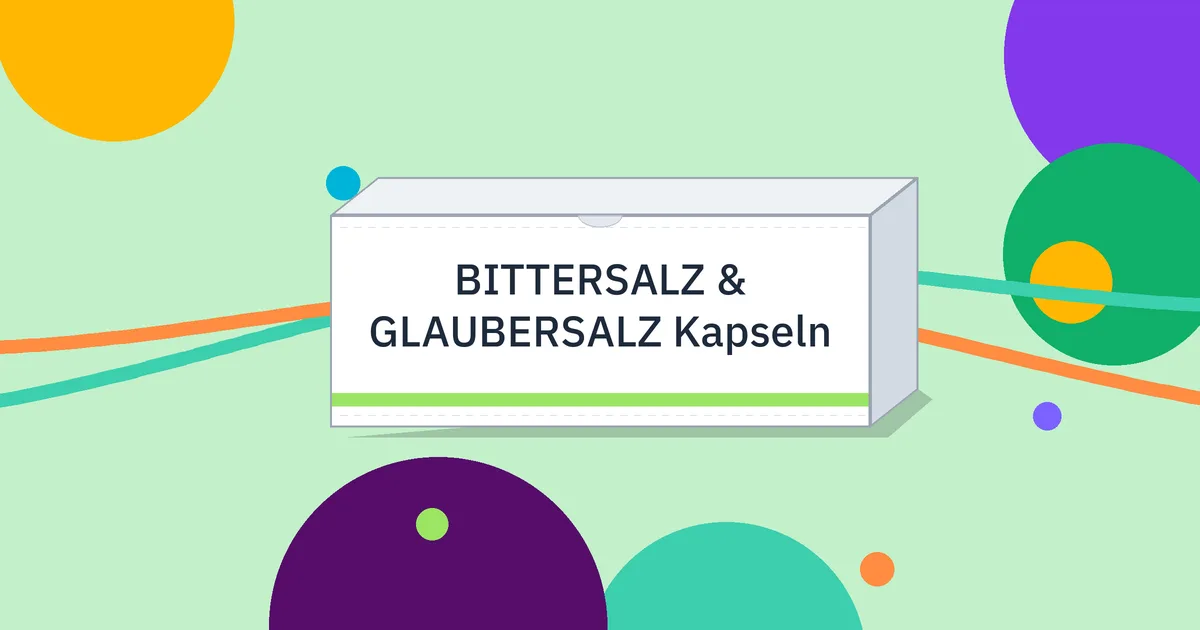 Symbolbild: Packung mit der Aufschrift BITTERSALZ & GLAUBERSALZ Kapseln (PZN 13509627) – Verfügbarkeit und Bezug in Apotheken in Frankfurt am Main