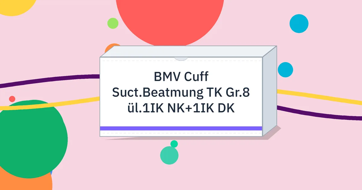 Symbolbild: Packung mit der Aufschrift BMV Cuff Suct.Beatmung TK Gr.8 ül.1IK NK+1IK DK (PZN 18383208) – Verfügbarkeit und Bezug in Apotheken in Frankfurt am Main