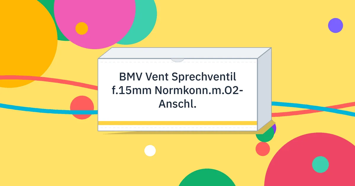 Symbolbild: Packung mit der Aufschrift BMV Vent Sprechventil f.15mm Normkonn.m.O2-Anschl. (PZN 10960988) – Verfügbarkeit und Bezug in Apotheken in Frankfurt am Main