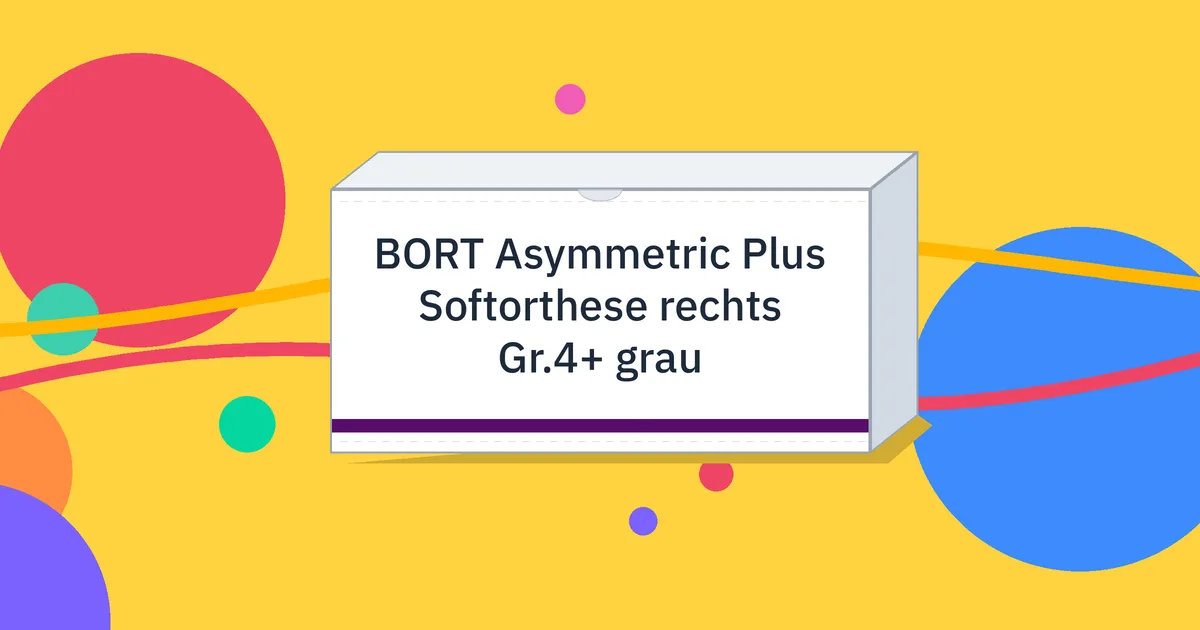 Symbolbild: Packung mit der Aufschrift BORT Asymmetric Plus Softorthese rechts Gr.4+ grau (PZN 20105356) – Verfügbarkeit und Bezug in Apotheken in Frankfurt am Main