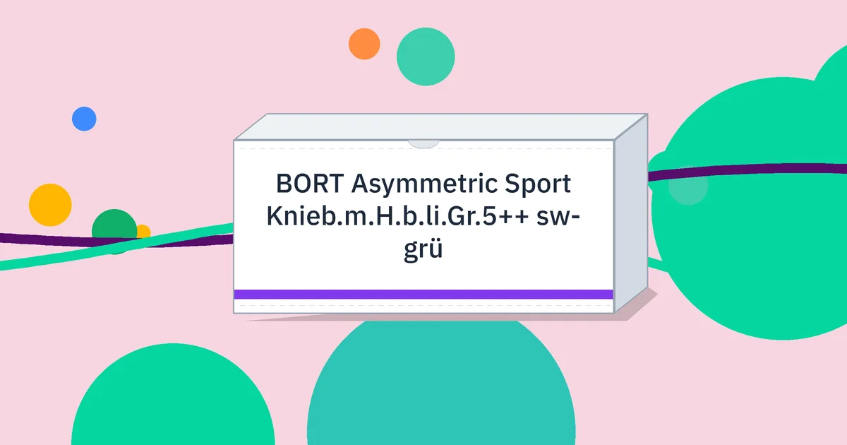 Symbolbild: Packung mit der Aufschrift BORT Asymmetric Sport Knieb.m.H.b.li.Gr.5++ sw-grü (PZN 19634641) – Verfügbarkeit und Bezug in Apotheken in Frankfurt am Main