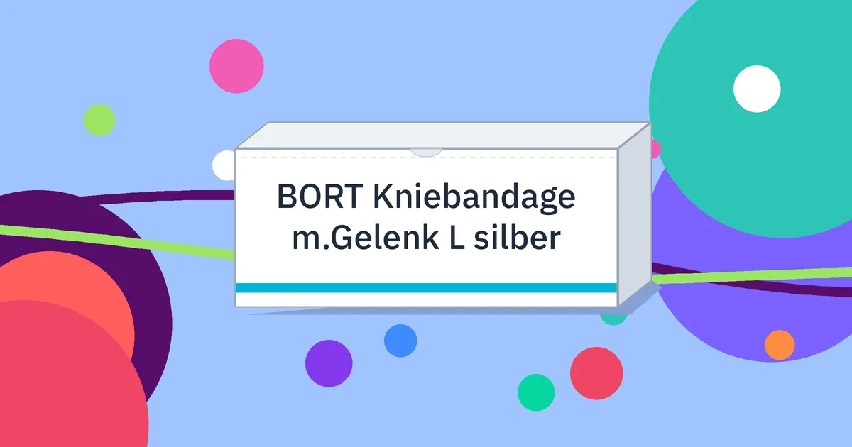 Symbolbild: Packung mit der Aufschrift BORT Kniebandage m.Gelenk L silber (PZN 04384204) – Verfügbarkeit und Bezug in Apotheken in Frankfurt am Main