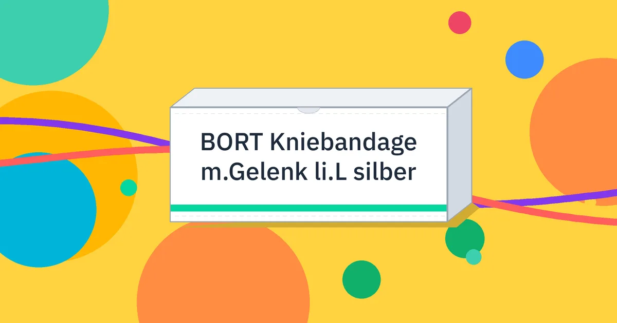 Symbolbild: Packung mit der Aufschrift BORT Kniebandage m.Gelenk li.L silber (PZN 11055240) – Verfügbarkeit und Bezug in Apotheken in Frankfurt am Main