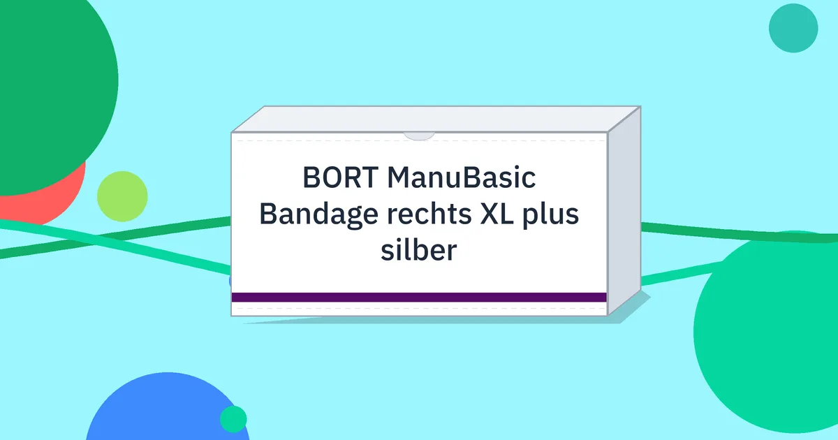 Symbolbild: Packung mit der Aufschrift BORT ManuBasic Bandage rechts XL plus silber (PZN 16317911) – Verfügbarkeit und Bezug in Apotheken in Frankfurt am Main