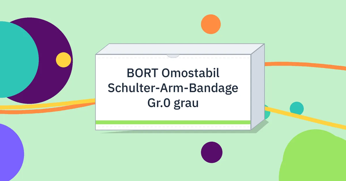Symbolbild: Packung mit der Aufschrift BORT Omostabil Schulter-Arm-Bandage Gr.0 grau (PZN 20106686) – Verfügbarkeit und Bezug in Apotheken in Frankfurt am Main