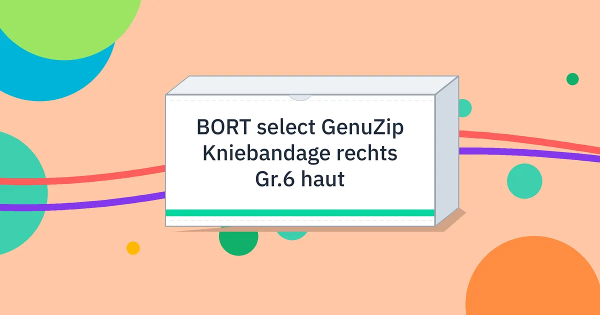 Symbolbild: Packung mit der Aufschrift BORT select GenuZip Kniebandage rechts Gr.6 haut (PZN 16844378) – Verfügbarkeit und Bezug in Apotheken in Frankfurt am Main