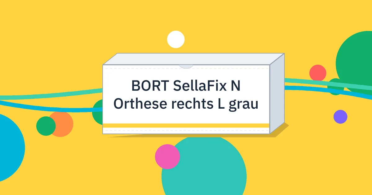 Symbolbild: Packung mit der Aufschrift BORT SellaFix N Orthese rechts L grau (PZN 19644421) – Verfügbarkeit und Bezug in Apotheken in Frankfurt am Main