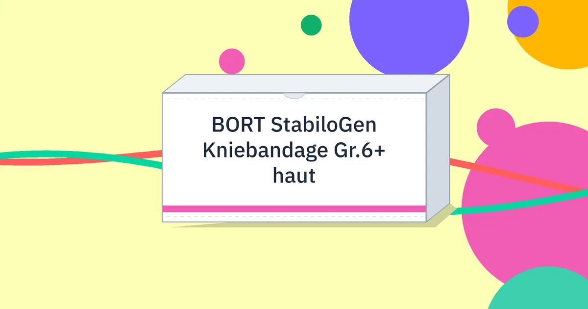 Symbolbild: Packung mit der Aufschrift BORT StabiloGen Kniebandage Gr.6+ haut (PZN 16846905) – Verfügbarkeit und Bezug in Apotheken in Frankfurt am Main