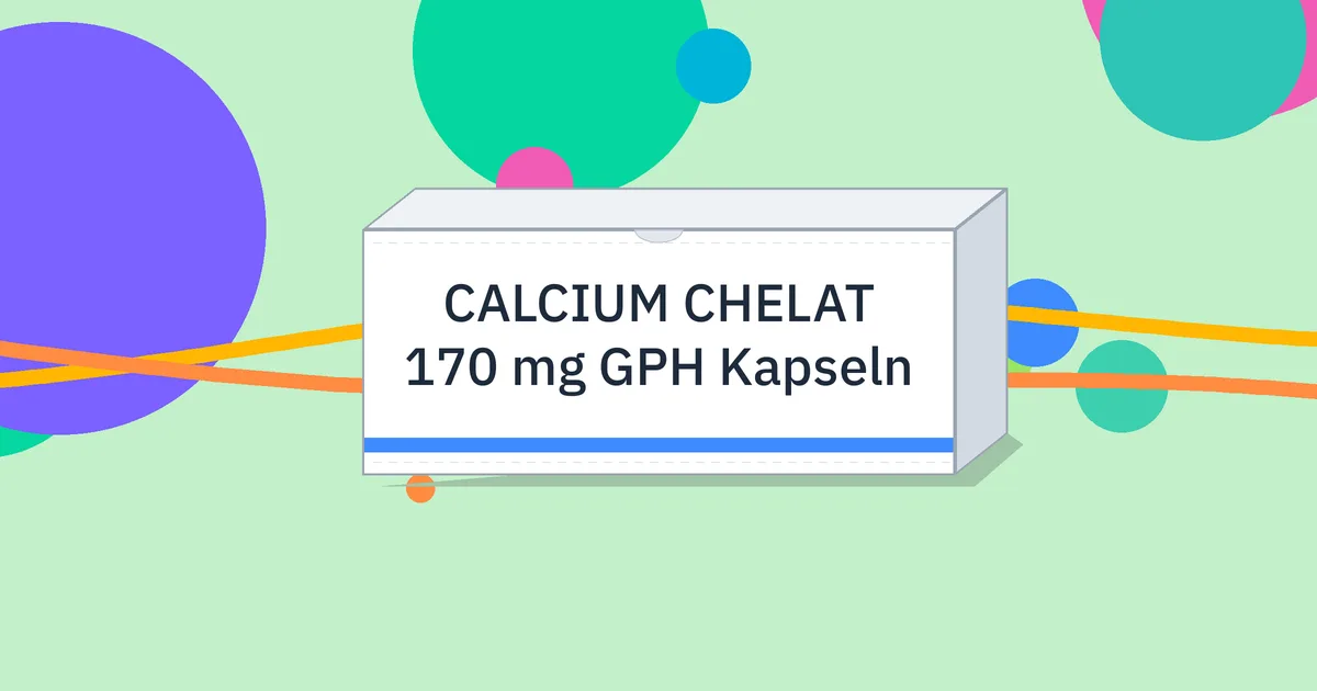 Symbolbild: Packung mit der Aufschrift CALCIUM CHELAT 170 mg GPH Kapseln (PZN 10191225) – Verfügbarkeit und Bezug in Apotheken in Frankfurt am Main