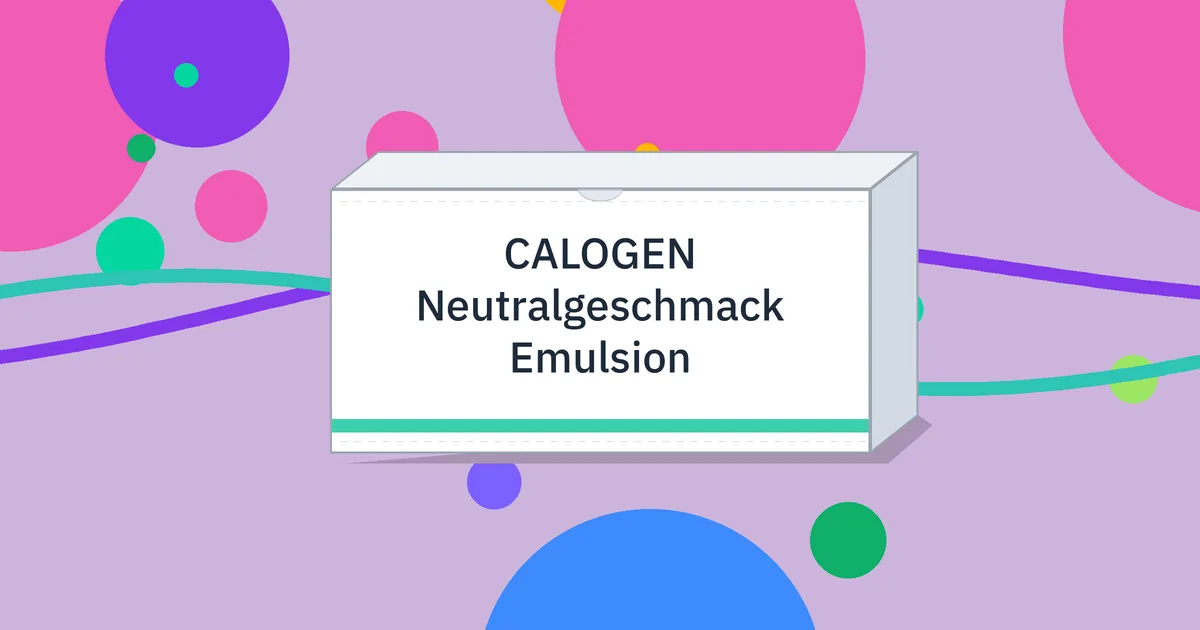 Symbolbild: Packung mit der Aufschrift CALOGEN Neutralgeschmack Emulsion (PZN 03995621) – Verfügbarkeit und Bezug in Apotheken in Frankfurt am Main