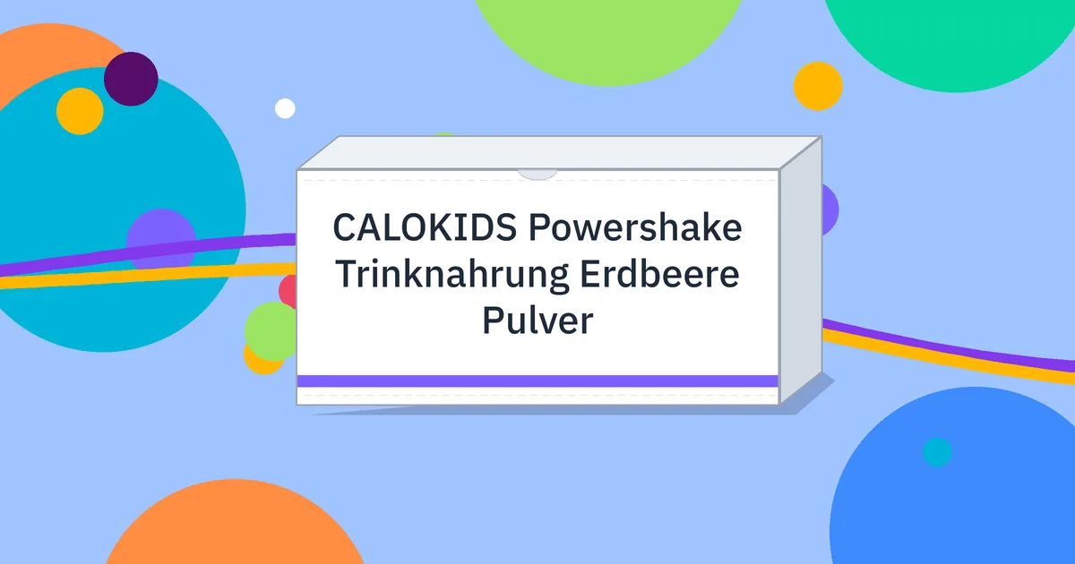 Symbolbild: Packung mit der Aufschrift CALOKIDS Powershake Trinknahrung Erdbeere Pulver (PZN 19540905) – Verfügbarkeit und Bezug in Apotheken in Frankfurt am Main