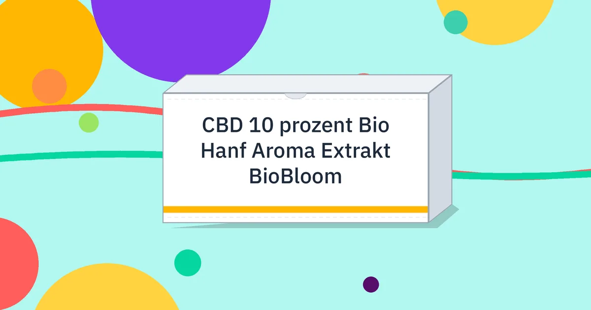 Symbolbild: Packung mit der Aufschrift CBD 10 prozent Bio Hanf Aroma Extrakt BioBloom (PZN 16871777) – Verfügbarkeit und Bezug in Apotheken in Frankfurt am Main