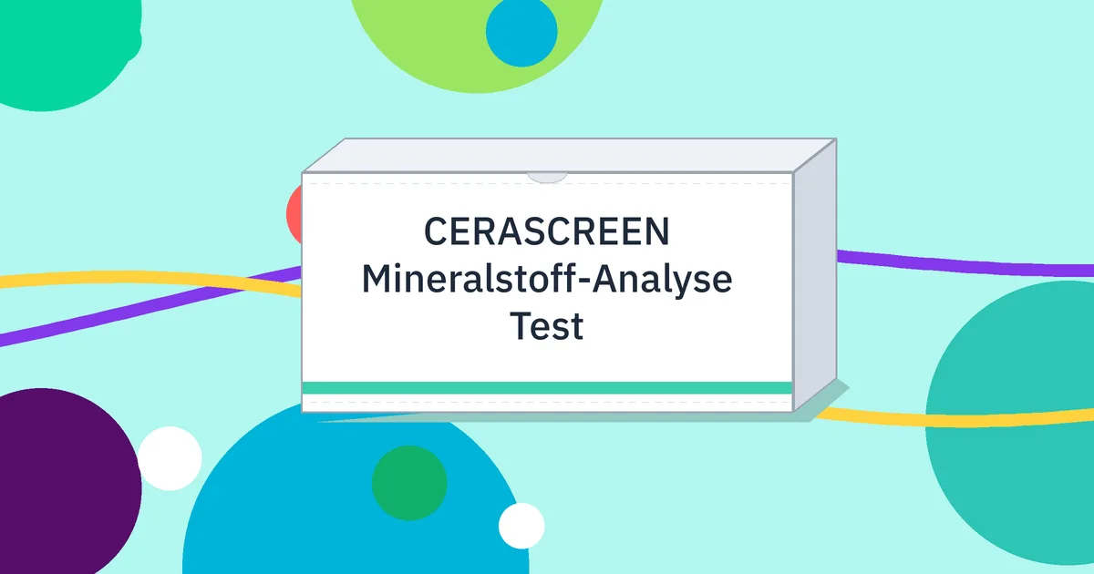 Symbolbild: Packung mit der Aufschrift CERASCREEN Mineralstoff-Analyse Test (PZN 14002681) – Verfügbarkeit und Bezug in Apotheken in Frankfurt am Main