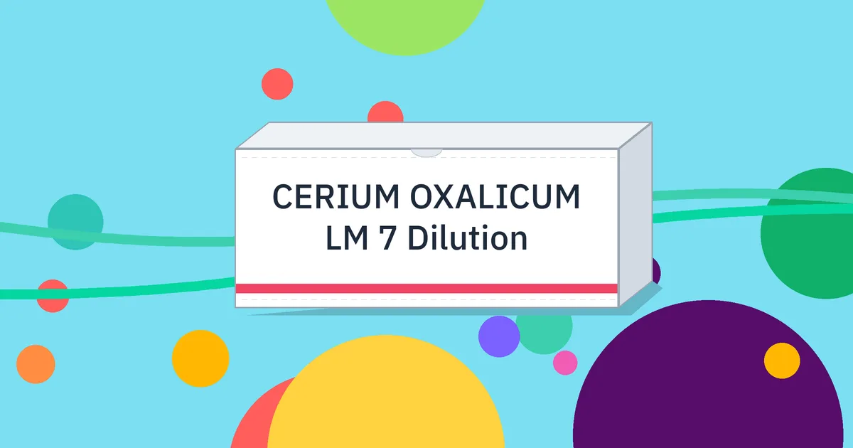 Symbolbild: Packung mit der Aufschrift CERIUM OXALICUM LM 7 Dilution (PZN 13437980) – Verfügbarkeit und Bezug in Apotheken in Frankfurt am Main
