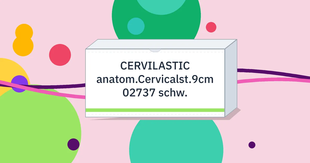 Symbolbild: Packung mit der Aufschrift CERVILASTIC anatom.Cervicalst.9cm 02737 schw. (PZN 20331294) – Verfügbarkeit und Bezug in Apotheken in Frankfurt am Main