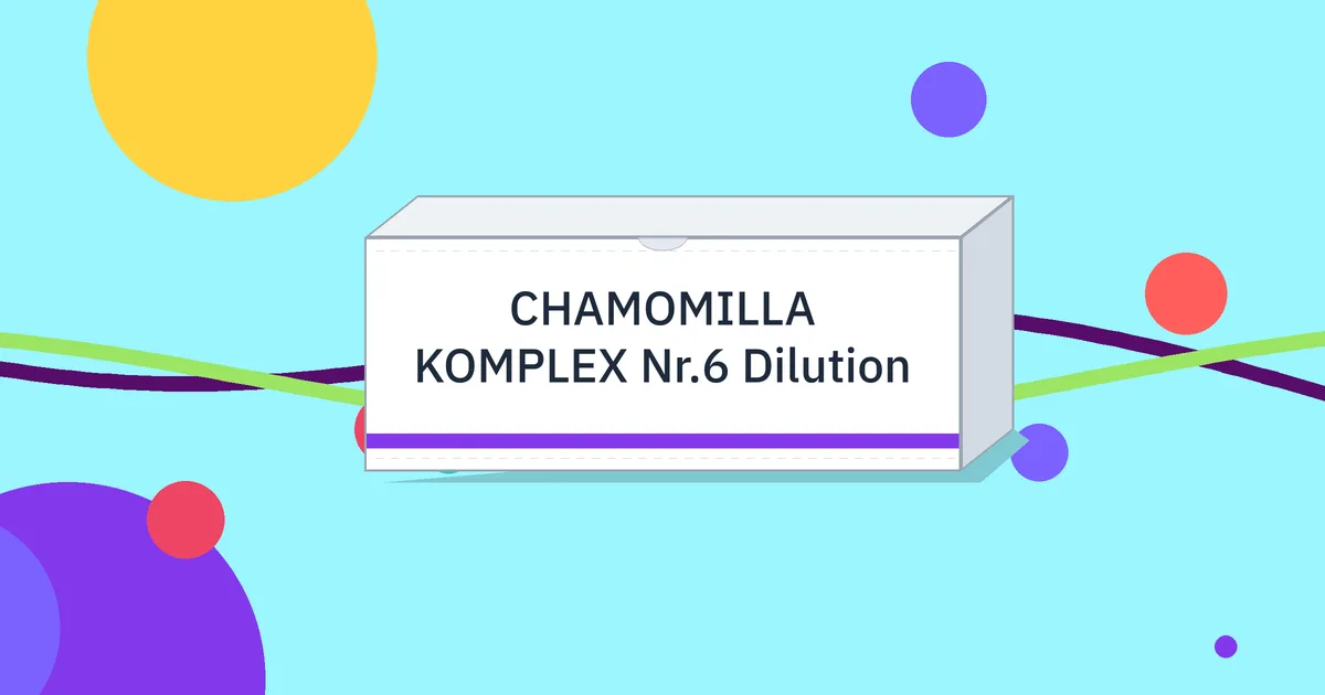 Symbolbild: Packung mit der Aufschrift CHAMOMILLA KOMPLEX Nr.6 Dilution (PZN 00196500) – Verfügbarkeit und Bezug in Apotheken in Frankfurt am Main