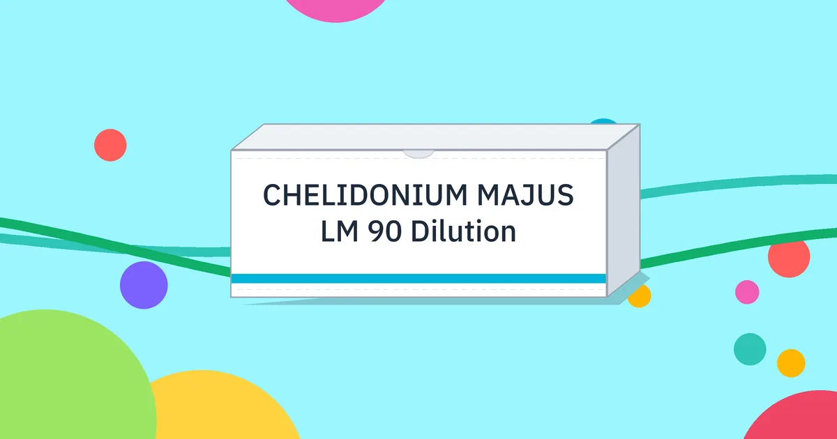 Symbolbild: Packung mit der Aufschrift CHELIDONIUM MAJUS LM 90 Dilution (PZN 12813197) – Verfügbarkeit und Bezug in Apotheken in Frankfurt am Main
