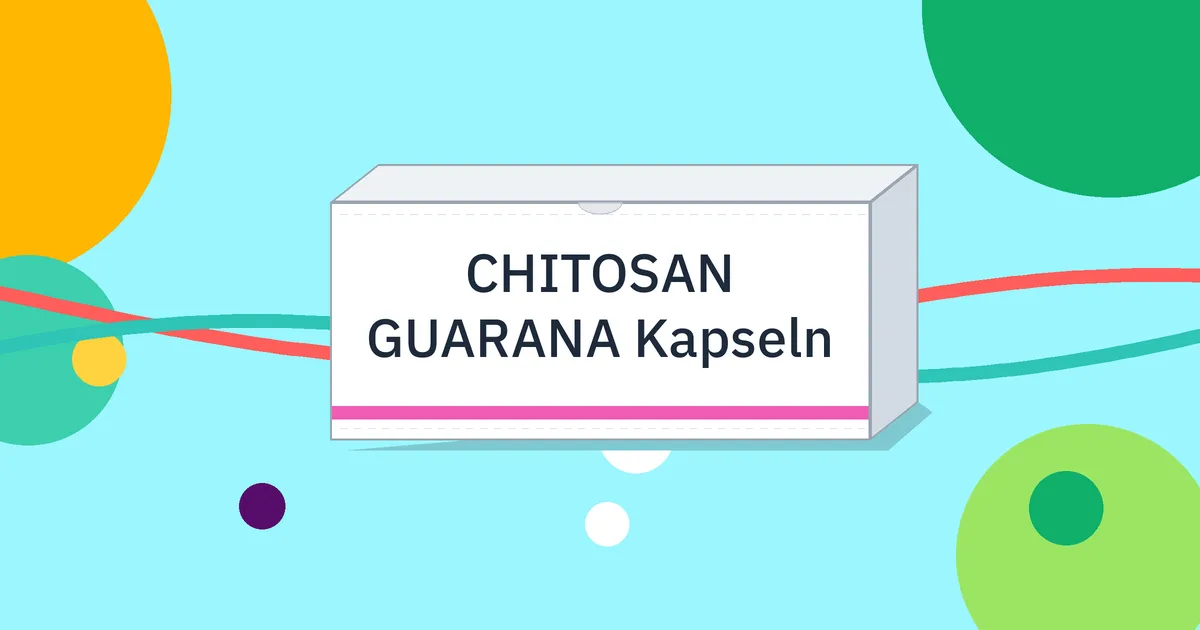 Symbolbild: Packung mit der Aufschrift CHITOSAN GUARANA Kapseln (PZN 01903069) – Verfügbarkeit und Bezug in Apotheken in Frankfurt am Main