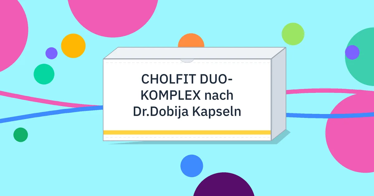Symbolbild: Packung mit der Aufschrift CHOLFIT DUO-KOMPLEX nach Dr.Dobija Kapseln (PZN 19456139) – Verfügbarkeit und Bezug in Apotheken in Frankfurt am Main