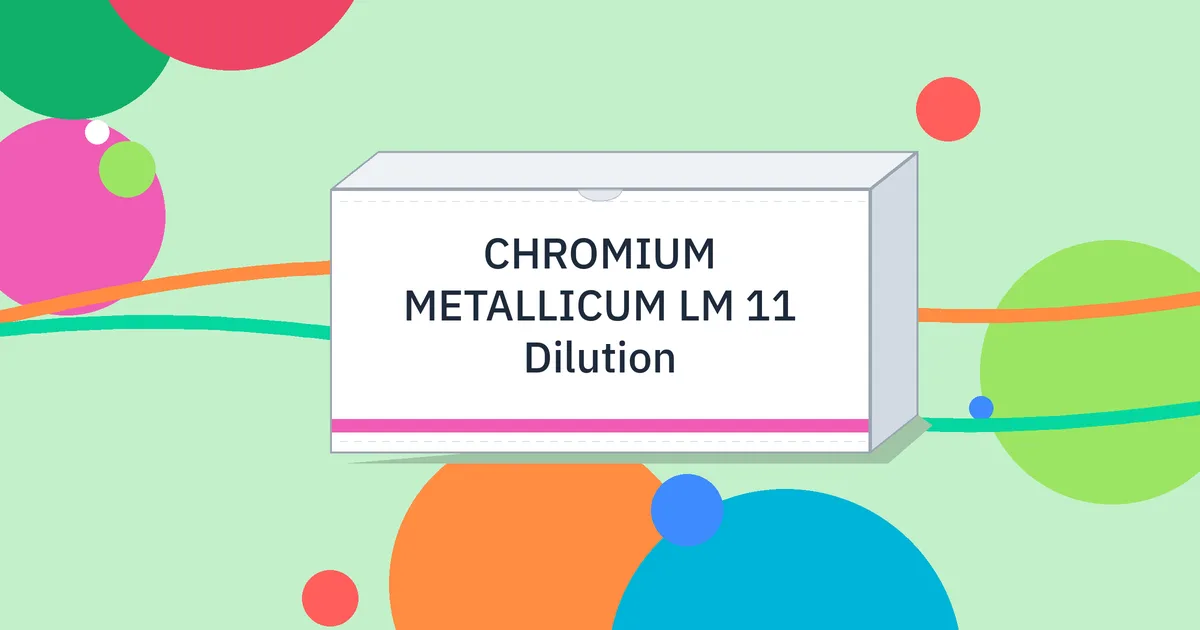 Symbolbild: Packung mit der Aufschrift CHROMIUM METALLICUM LM 11 Dilution (PZN 12817781) – Verfügbarkeit und Bezug in Apotheken in Frankfurt am Main