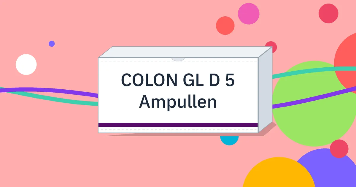 Symbolbild: Packung mit der Aufschrift COLON GL D 5 Ampullen (PZN 03359888) – Verfügbarkeit und Bezug in Apotheken in Frankfurt am Main