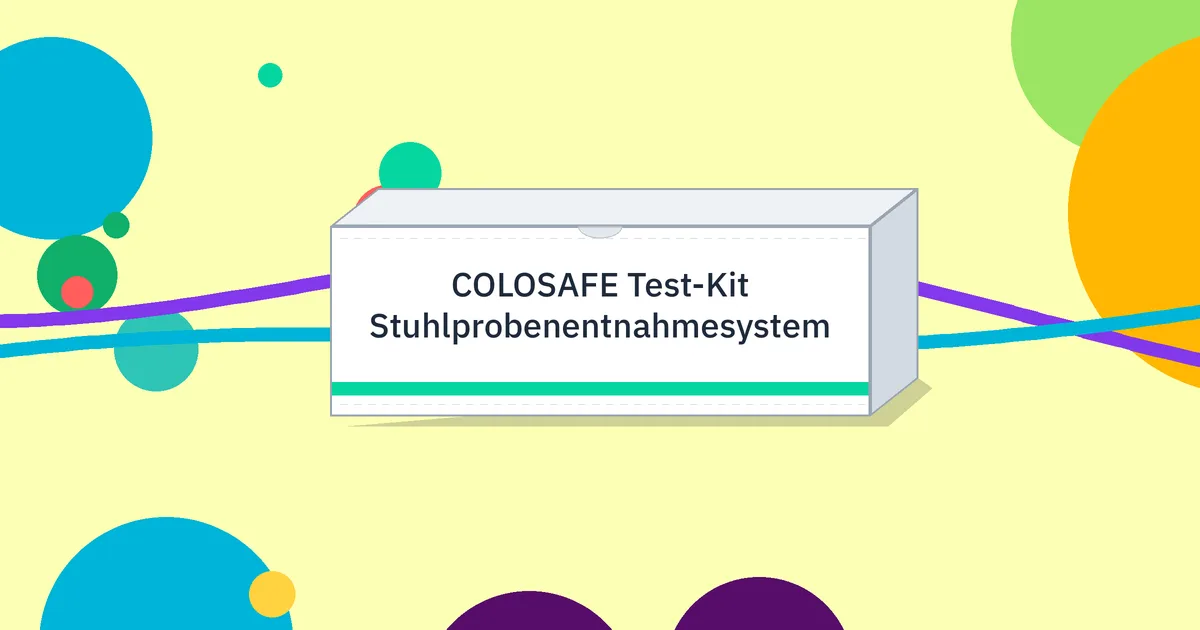 Symbolbild: Packung mit der Aufschrift COLOSAFE Test-Kit Stuhlprobenentnahmesystem (PZN 19632576) – Verfügbarkeit und Bezug in Apotheken in Frankfurt am Main