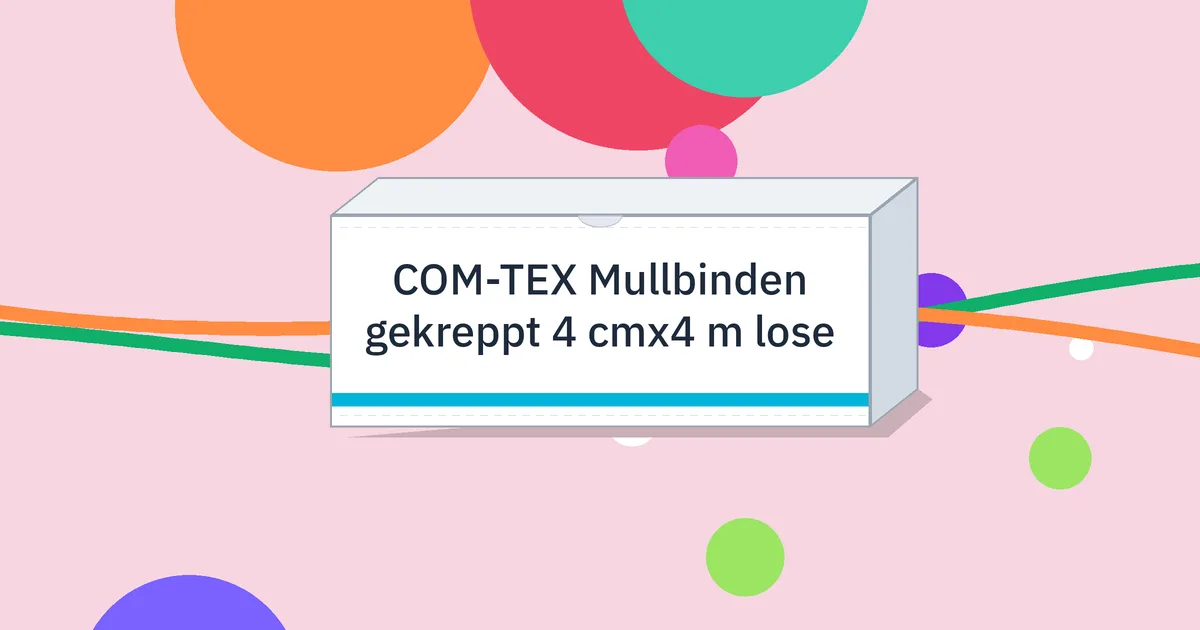 Symbolbild: Packung mit der Aufschrift COM-TEX Mullbinden gekreppt 4 cmx4 m lose (PZN 00027648) – Verfügbarkeit und Bezug in Apotheken in Frankfurt am Main