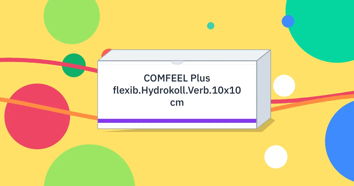 Symbolbild: Packung mit der Aufschrift COMFEEL Plus flexib.Hydrokoll.Verb.10x10 cm (PZN 19348496) – Verfügbarkeit und Bezug in Apotheken in Frankfurt am Main