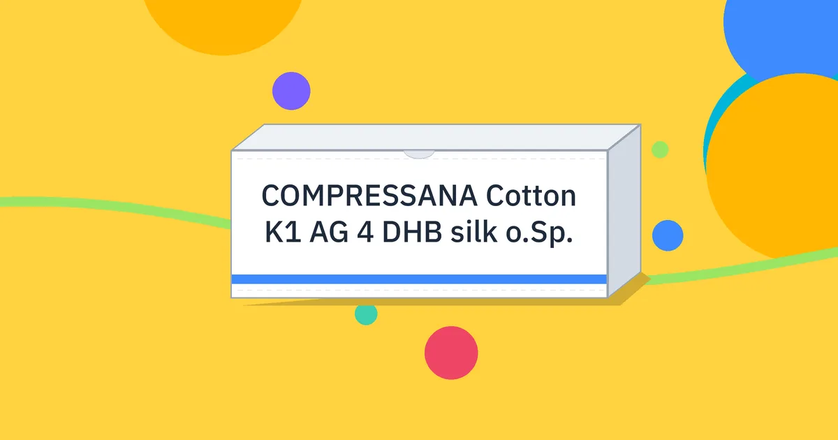 Symbolbild: Packung mit der Aufschrift COMPRESSANA Cotton K1 AG 4 DHB silk o.Sp. (PZN 11393416) – Verfügbarkeit und Bezug in Apotheken in Frankfurt am Main