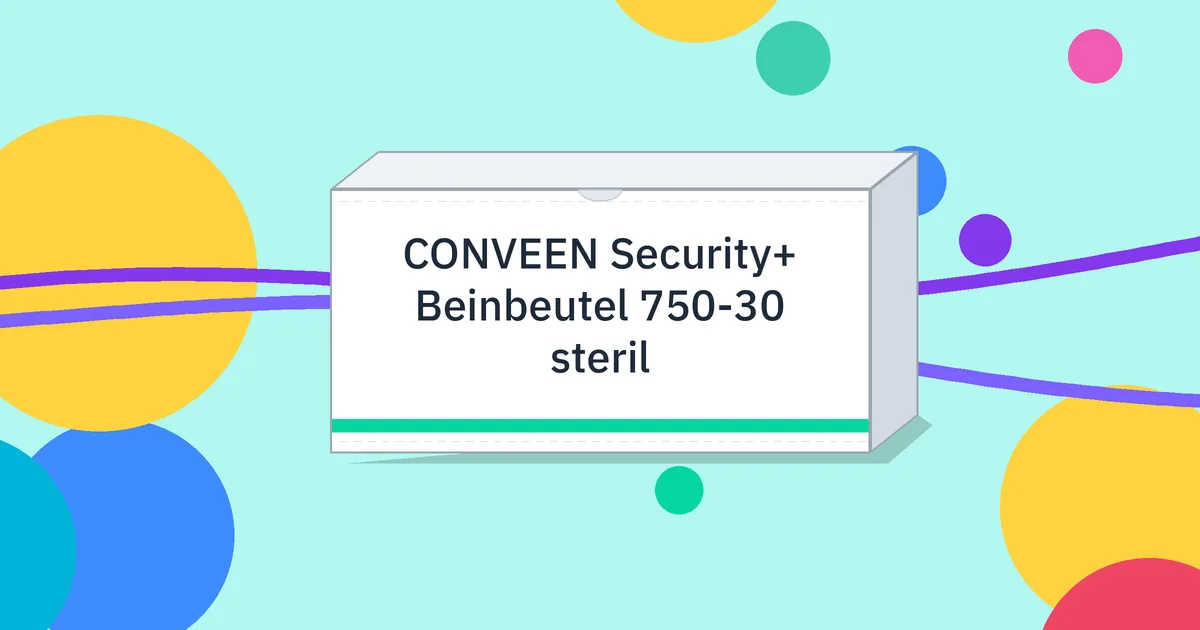 Symbolbild: Packung mit der Aufschrift CONVEEN Security+ Beinbeutel 750-30 steril (PZN 10299649) – Verfügbarkeit und Bezug in Apotheken in Frankfurt am Main