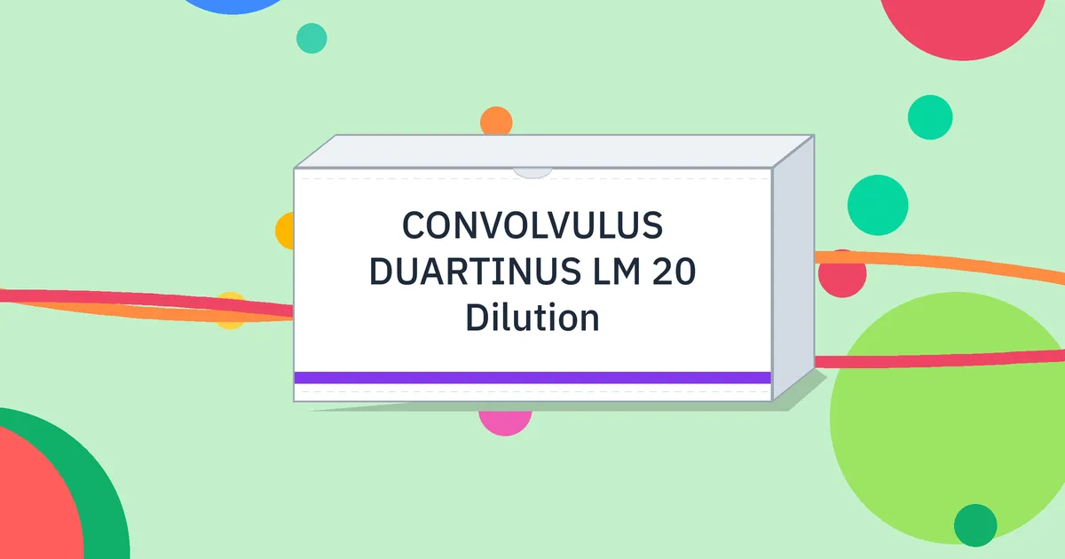 Symbolbild: Packung mit der Aufschrift CONVOLVULUS DUARTINUS LM 20 Dilution (PZN 13450710) – Verfügbarkeit und Bezug in Apotheken in Frankfurt am Main