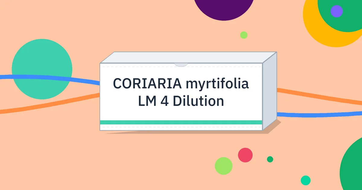 Symbolbild: Packung mit der Aufschrift CORIARIA myrtifolia LM 4 Dilution (PZN 13451572) – Verfügbarkeit und Bezug in Apotheken in Frankfurt am Main