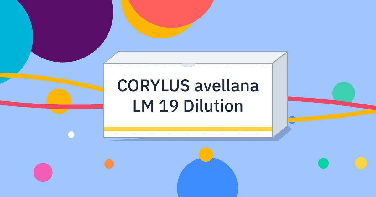 Symbolbild: Packung mit der Aufschrift CORYLUS avellana LM 19 Dilution (PZN 13454547) – Verfügbarkeit und Bezug in Apotheken in Frankfurt am Main