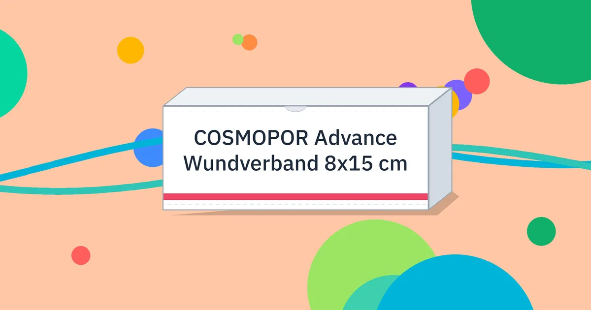 Symbolbild: Packung mit der Aufschrift COSMOPOR Advance Wundverband 8x15 cm (PZN 03546544) – Verfügbarkeit und Bezug in Apotheken in Frankfurt am Main