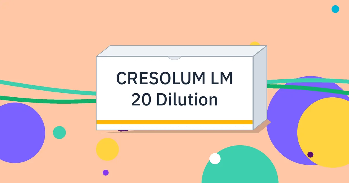 Symbolbild: Packung mit der Aufschrift CRESOLUM LM 20 Dilution (PZN 13456428) – Verfügbarkeit und Bezug in Apotheken in Frankfurt am Main