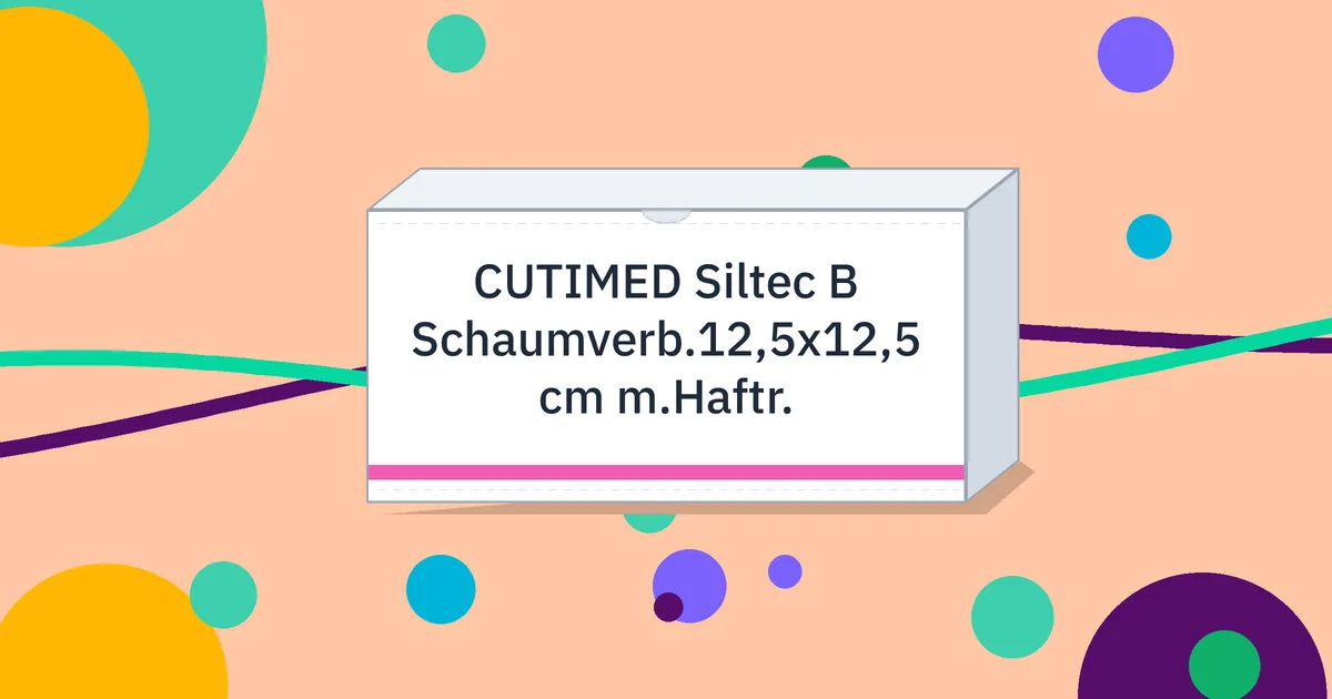 Symbolbild: Packung mit der Aufschrift CUTIMED Siltec B Schaumverb.12,5x12,5 cm m.Haftr. (PZN 17883630) – Verfügbarkeit und Bezug in Apotheken in Frankfurt am Main